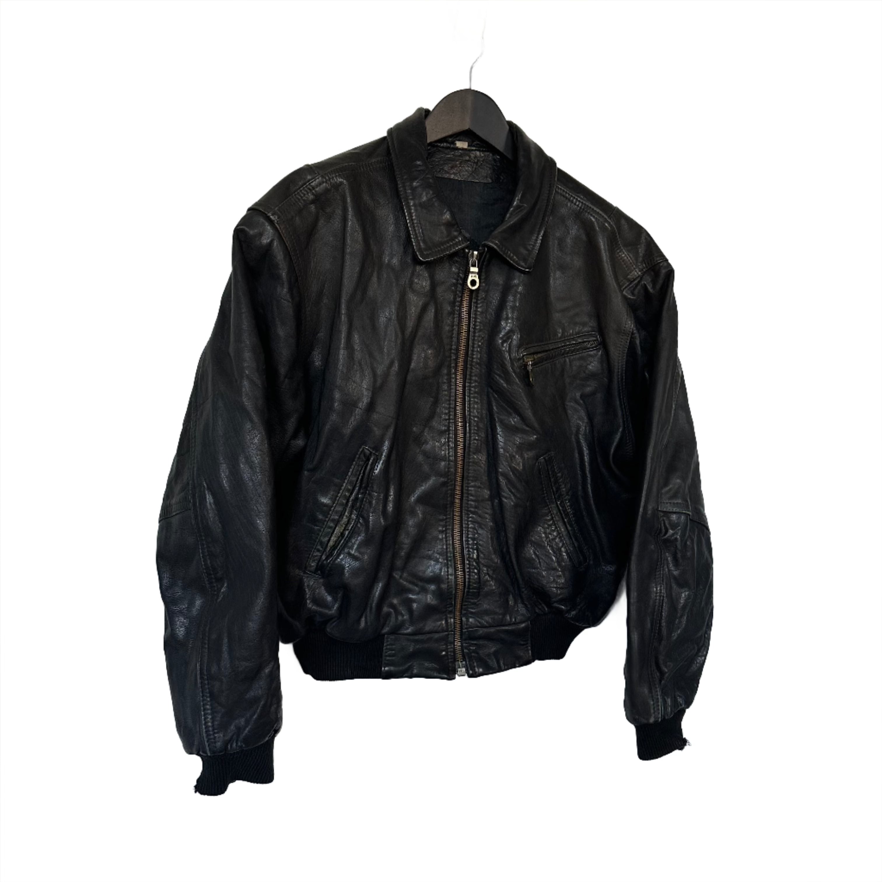 Real Leather Washed Black jacket - size M – VOUT